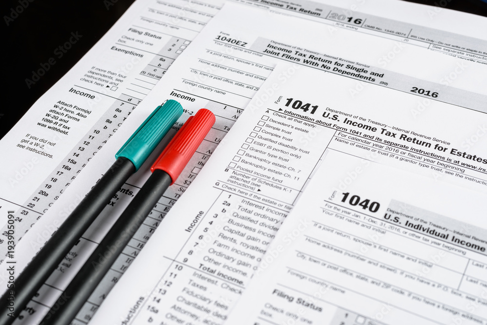 Form 1040 Individual Income Tax return form. United States Tax forms ...