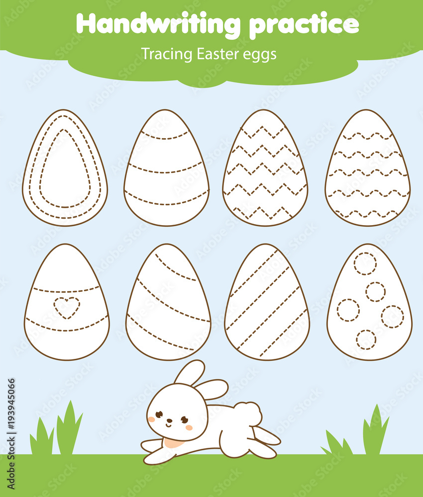 Easter activity. Tracing lines for toddlers. Handwriting practice sheet ...