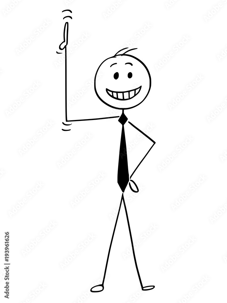 Cartoon stick man drawing conceptual illustration of smiling ...
