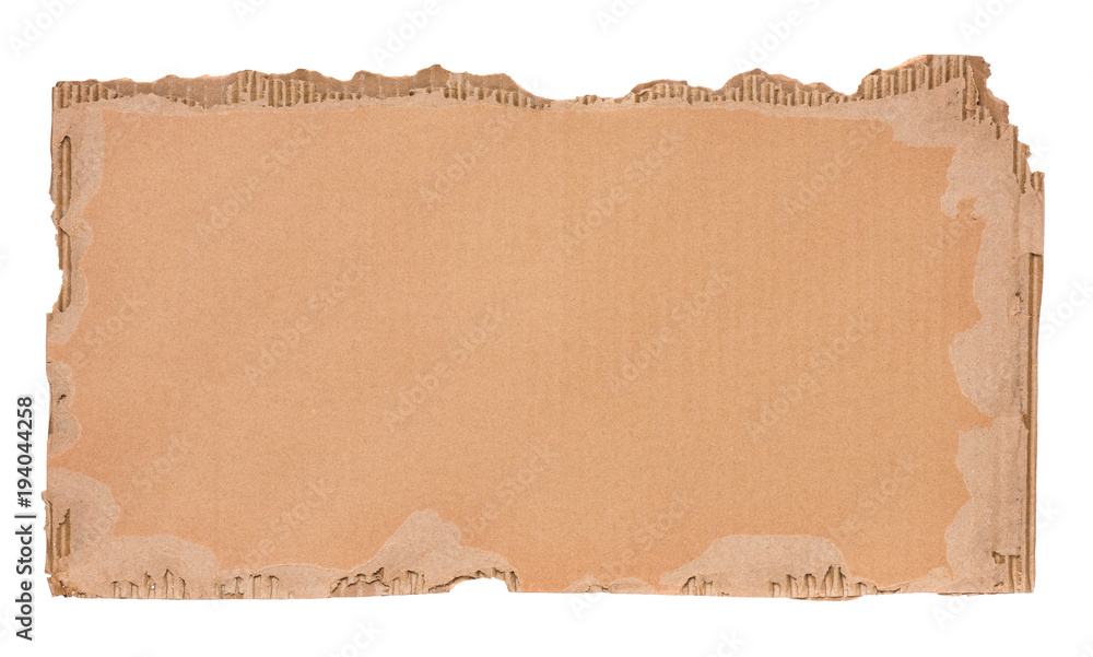 Piece of corrugated cardboard torn, isolated on white background ...