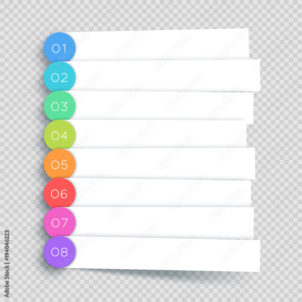 Vector White Banner Steps Infographic List 1 to 8 Stock Vector | Adobe ...