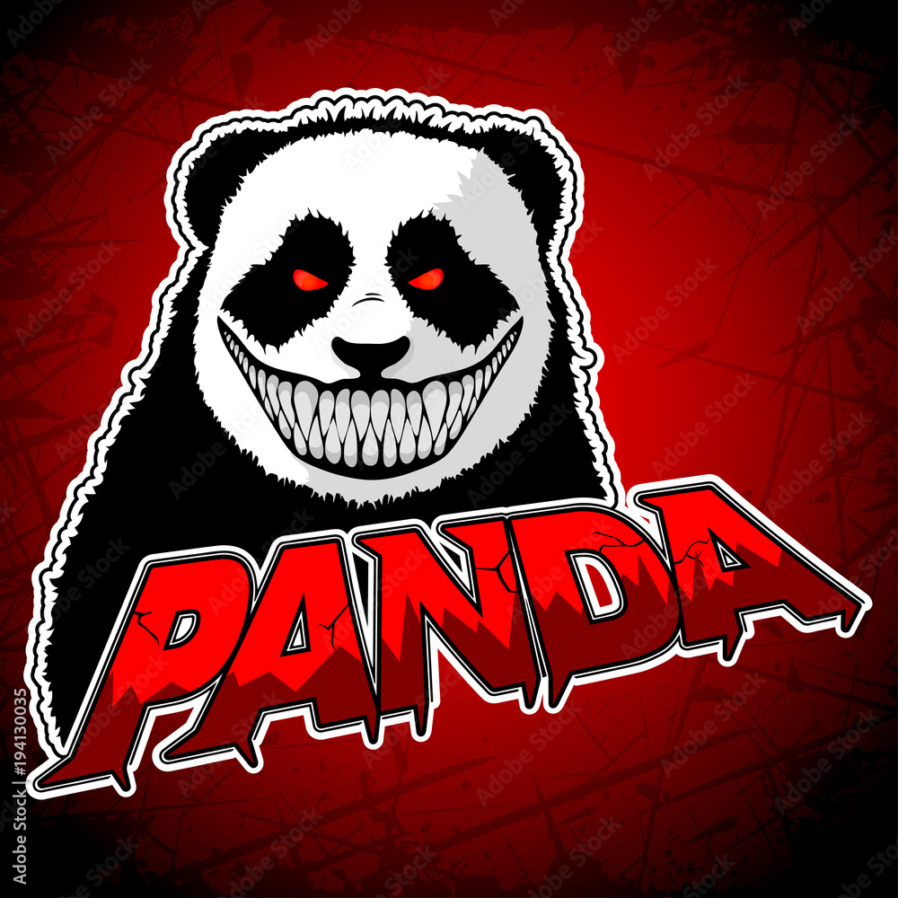 Evil Panda logo on a red background. Vector illustration. Stock Vector ...