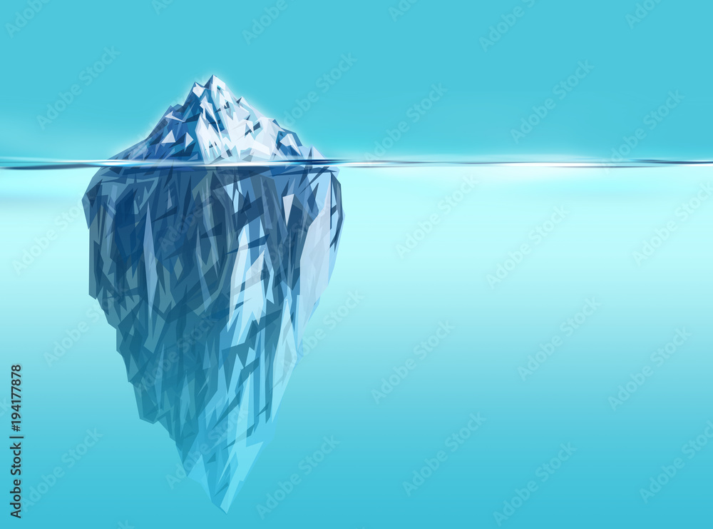 Synergy- iceberg background with deep blue ocean Stock Illustration ...