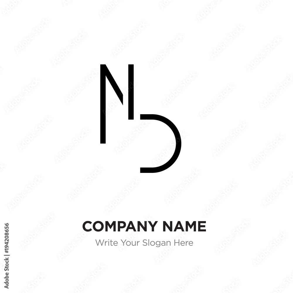 Abstract letter BN,NB logo design template, Black Alphabet initial ...