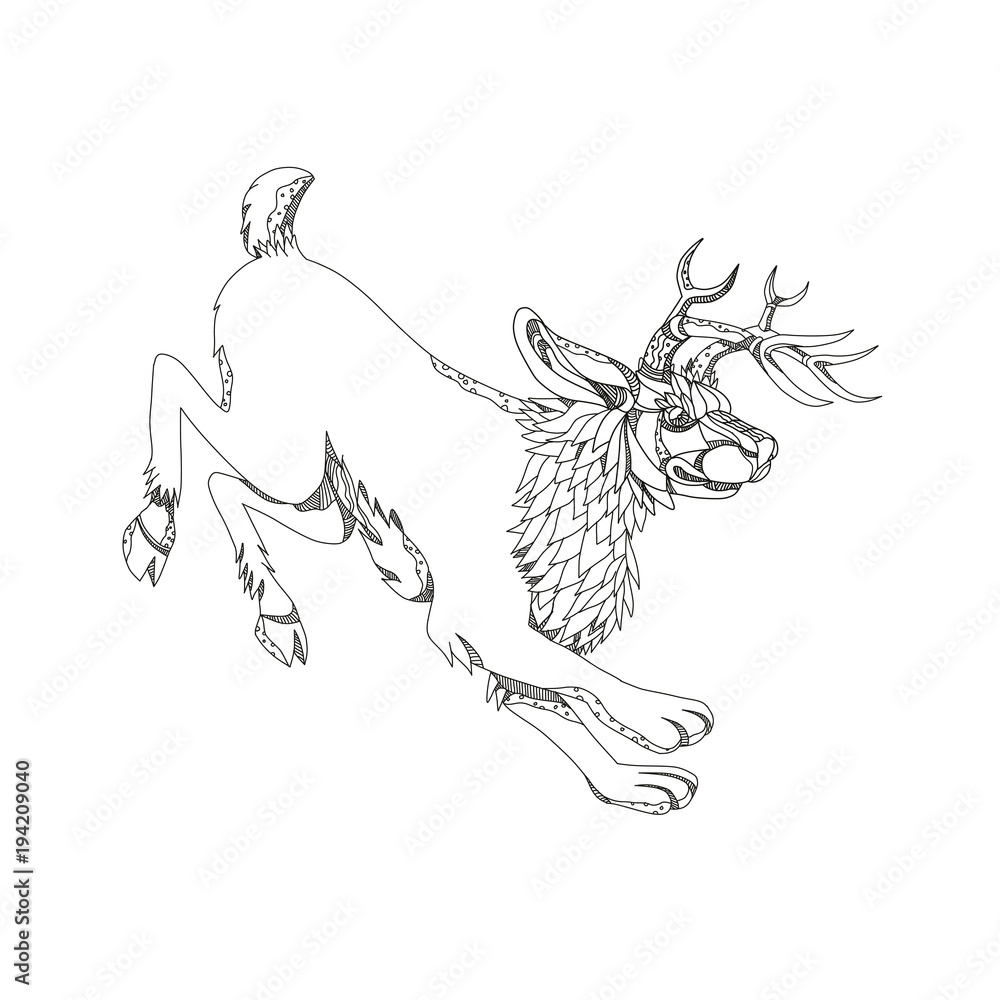 Doodle art illustration of a jackalope, a mythical animal of North ...