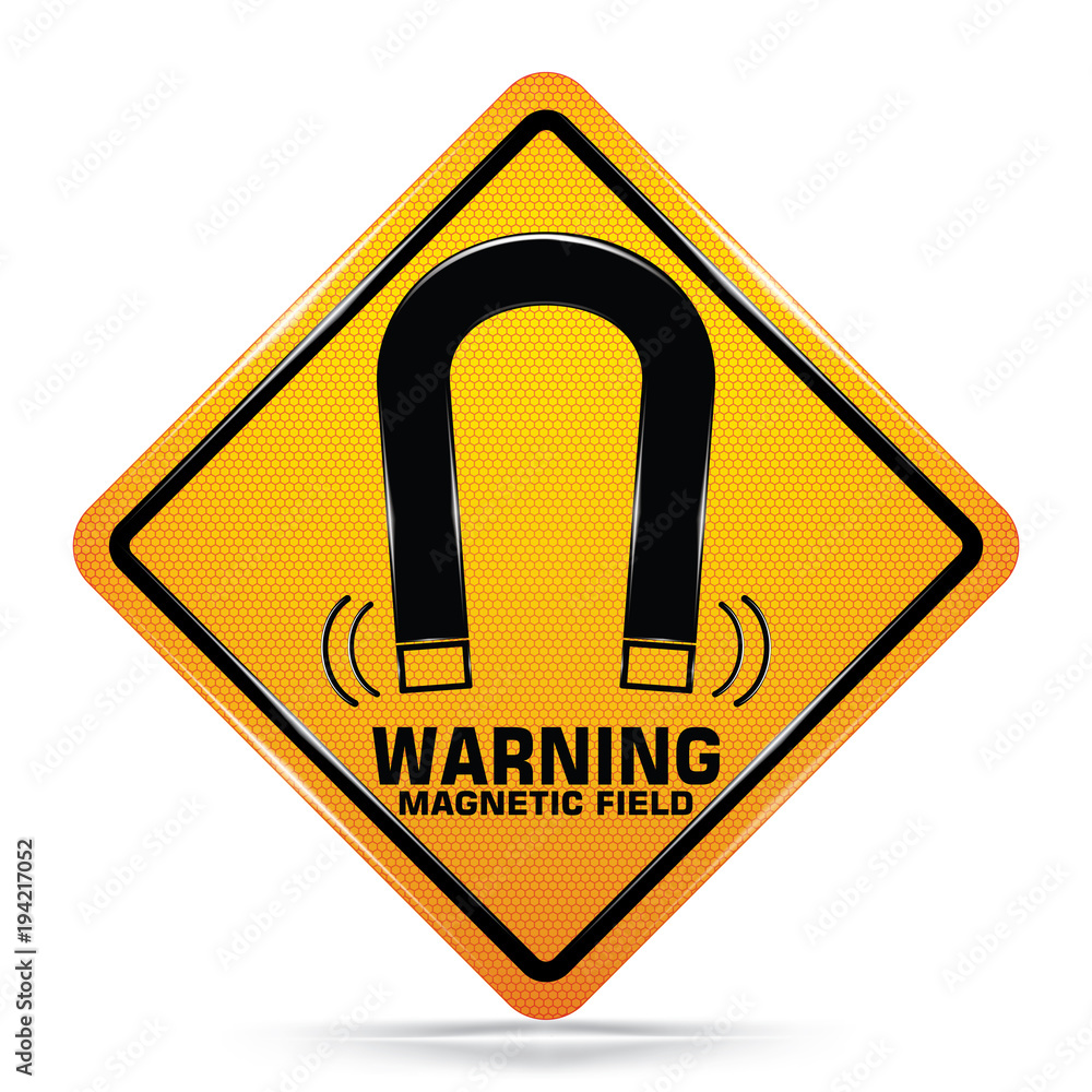 International Warning Magnetic Field Hazard Symbol isolated on white ...