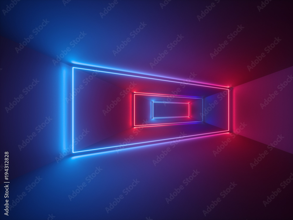 3d rendering, glowing lines, neon lights, abstract psychedelic ...