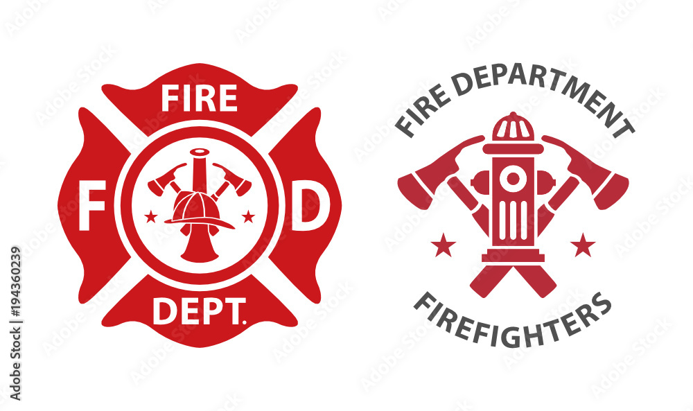 Fire department logos, set of modern and vintage Stock Vector | Adobe Stock