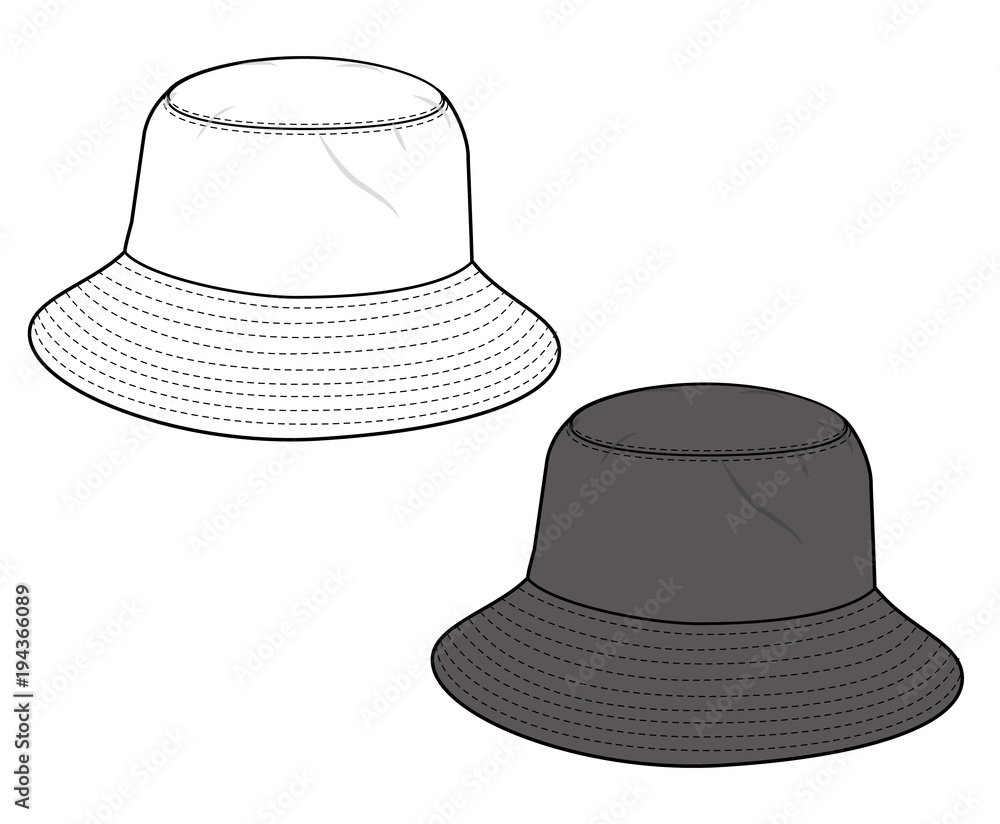 Bucket Hat Fashion flat technical drawing vector template Stock Vector ...