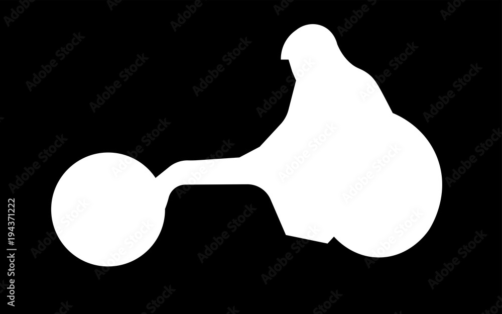 white wheelchair racing silhouette clipart on black background Stock ...
