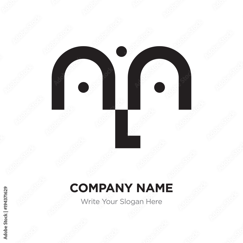 Abstract letter nLn logo design template, Black Alphabet initial ...