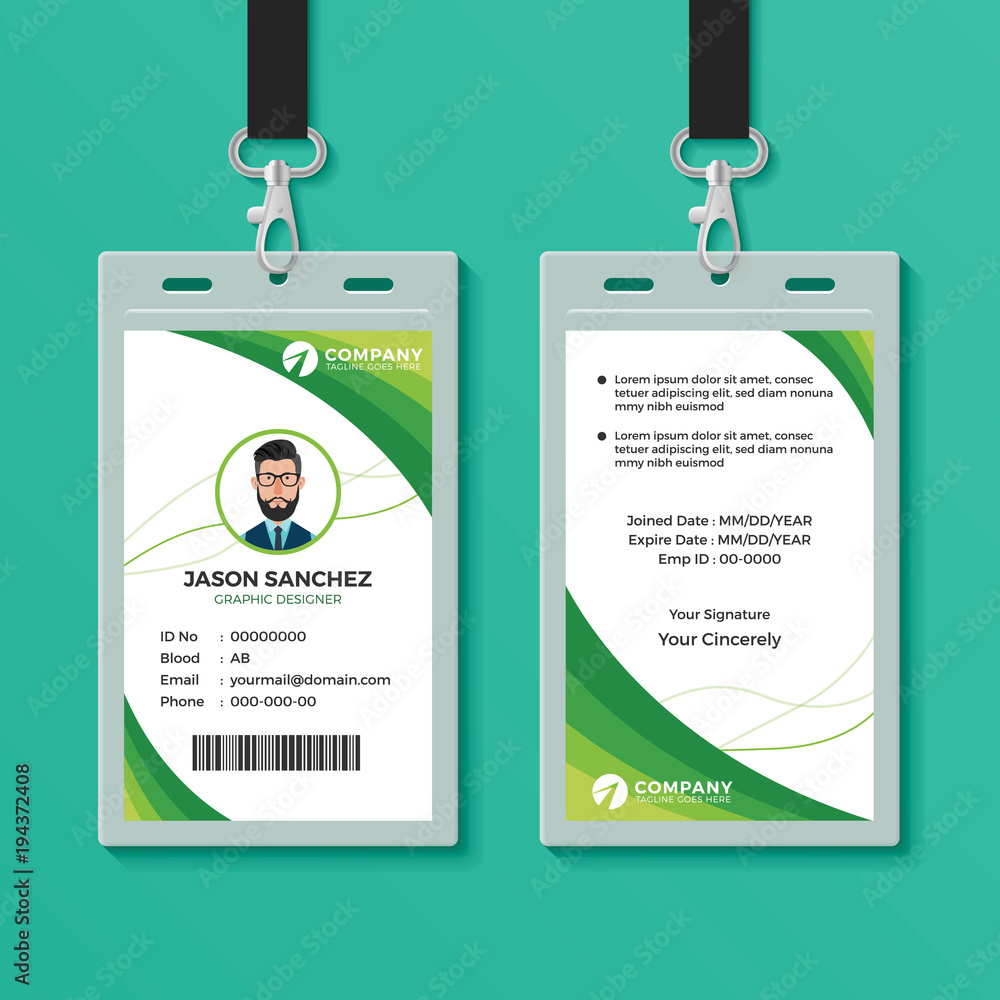Green Graphic ID Card Design Template Stock Vector | Adobe Stock