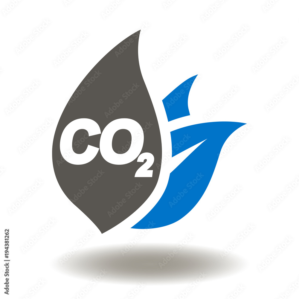 CO2 Leaf Icon Vector. Ecology, Climate, Safety Nature, Emissions ...