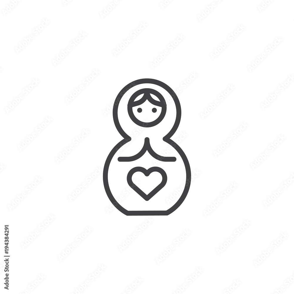 Matryoshka outline icon. linear style sign for mobile concept and web design. Russian mother ...