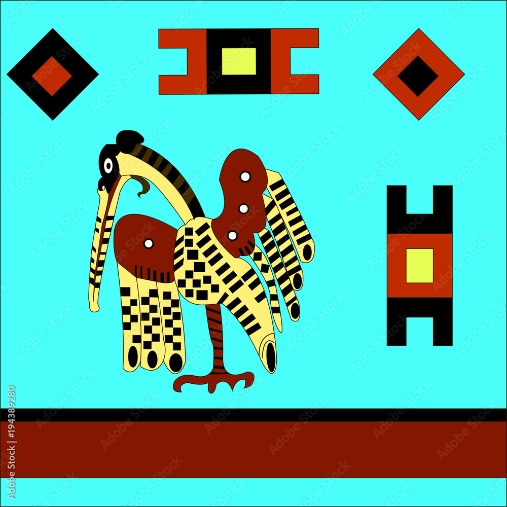 Crane (heron). Ethnic patterns of Native Americans: the Aztec, Inca ...