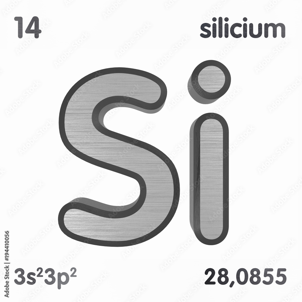 Silicon (Si) or Silicium. Chemical element sign of periodic table of ...