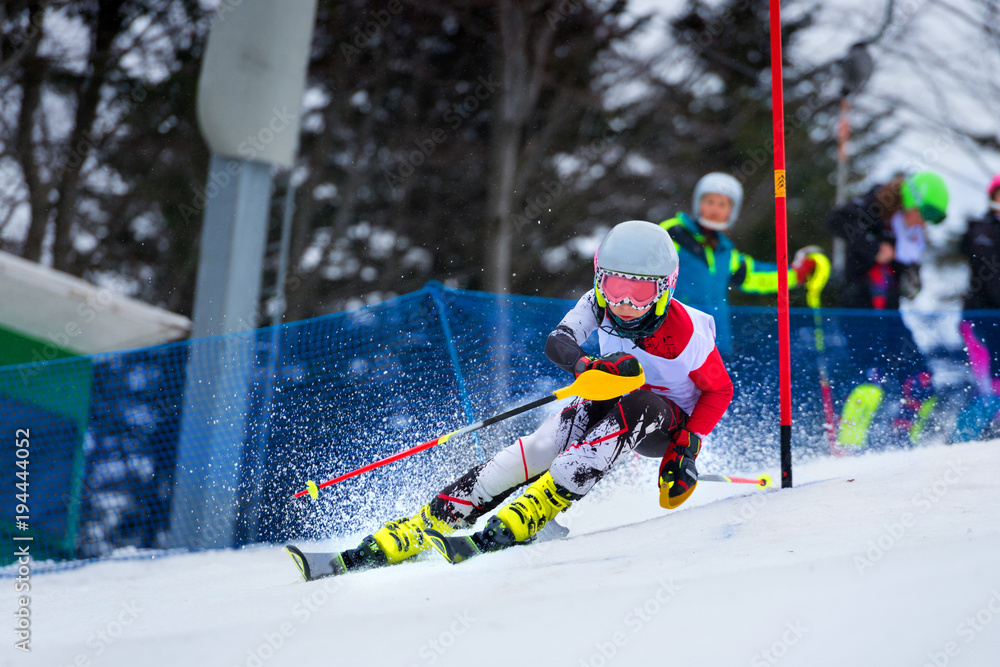 Slalom skiing competition Stock Photo | Adobe Stock