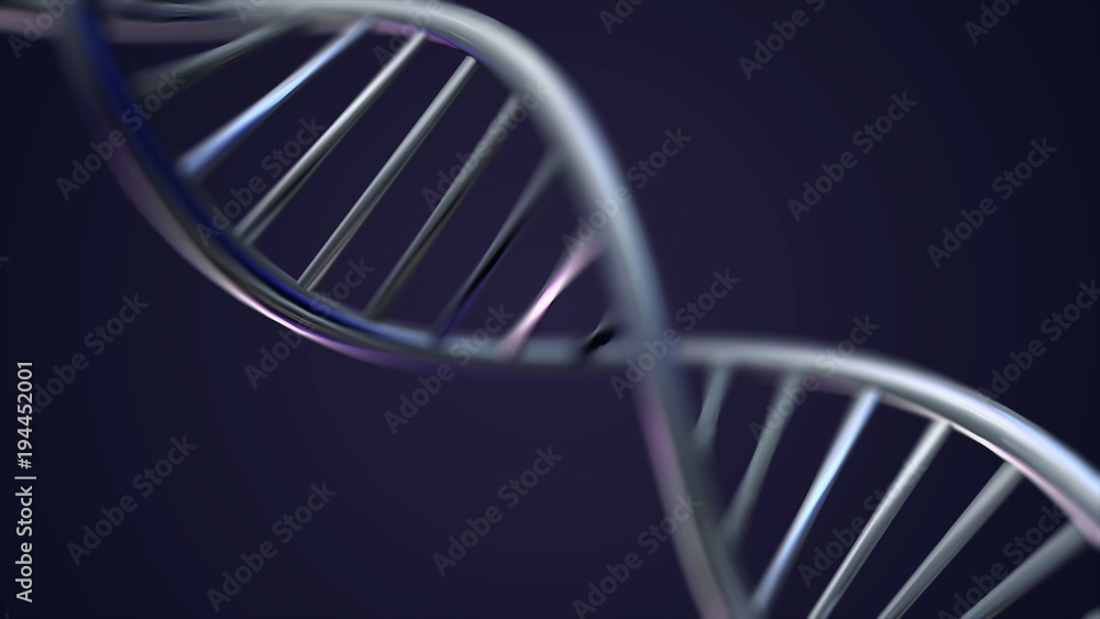Rotating DNA, Genetic engineering scientific concept, blue tint.. 3D ...