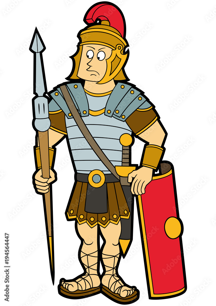 Roman legionary /Illustration cartoon roman legionary soldier with a ...