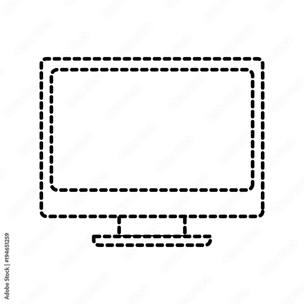 monitor computer screen device blank vector illustration dotted line ...