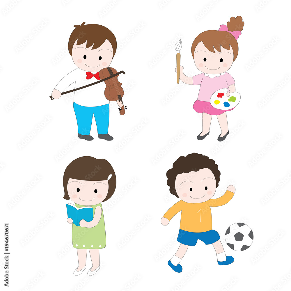 Cartoon cute talent kids vector. Stock Vector | Adobe Stock
