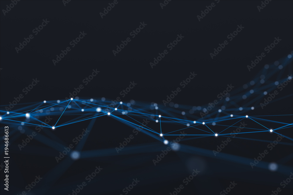 Abstract particle background. Mess network.Futuristic plexus array big data,3d rendering. Stock ...