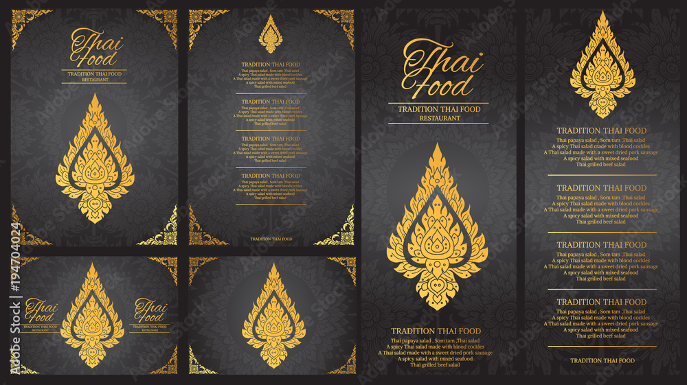 vector thai food restaurant menu template.thai tradition background ...