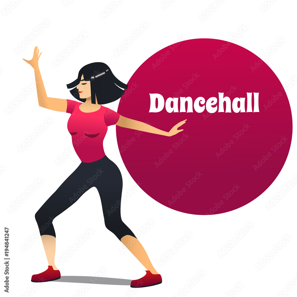 Dancehall Dancer. Dancing Girl in Cartoon Style for Fliers Posters ...