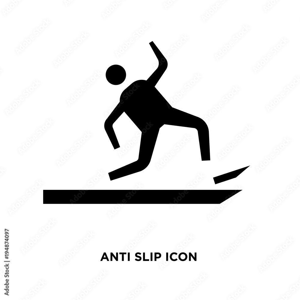 Vektor Stok anti slip icon, flat vector sign isolated on white ...