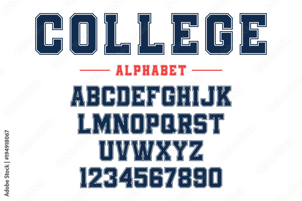 Vector de Stock Classic college font. Vintage sport font in american ...