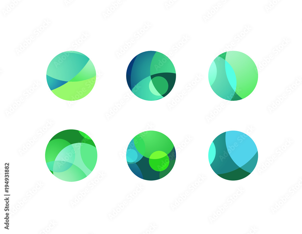 Abstract circular sphere icons with overlapping circles and round ...