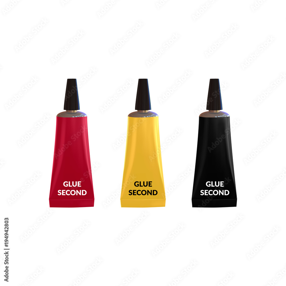 Super glue tube vector illustration of 3D metallic aluminum container ...