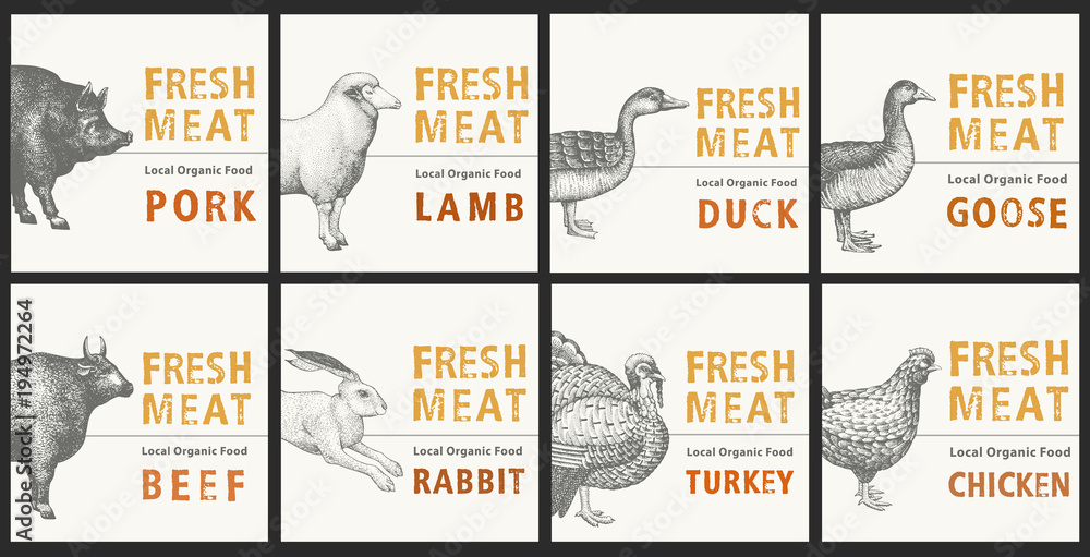 Labels with farm animals. Set templates price tags for shops and ...
