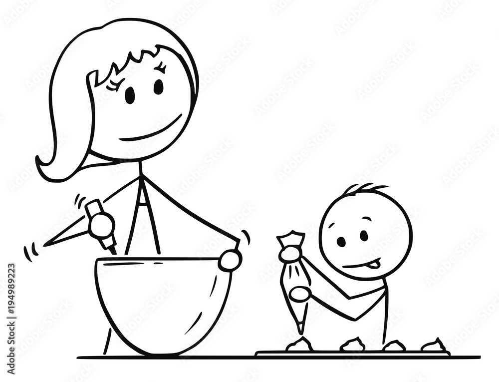 Cartoon Mom Baking