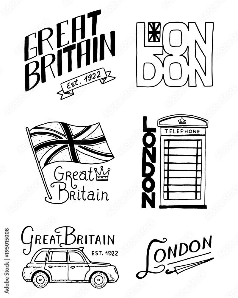 British logo, symbols, badges or stamps, emblems, architectural ...