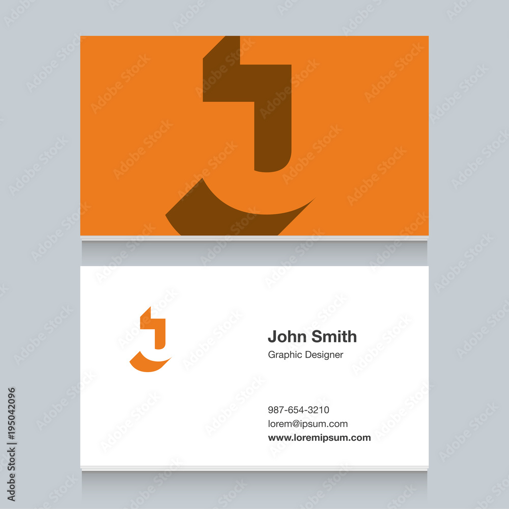 Logo alphabet letter "J", with business card template. Vector graphic ...