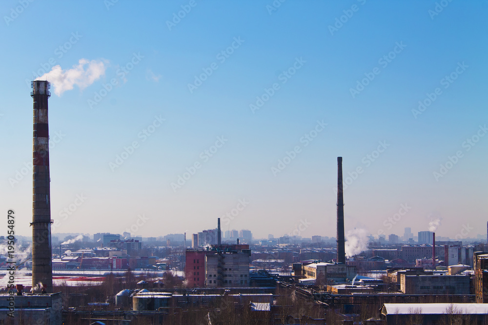 Urban landscape, Smoking pipes Stock Photo | Adobe Stock