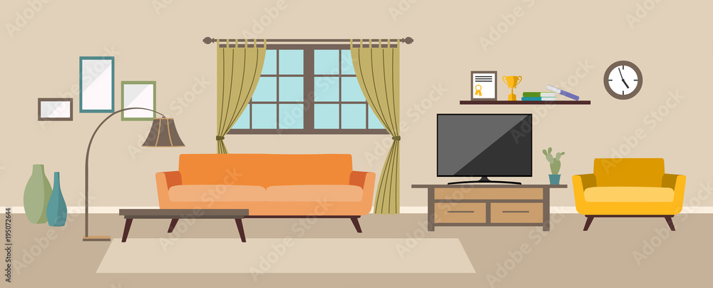 living room Stock Vector | Adobe Stock