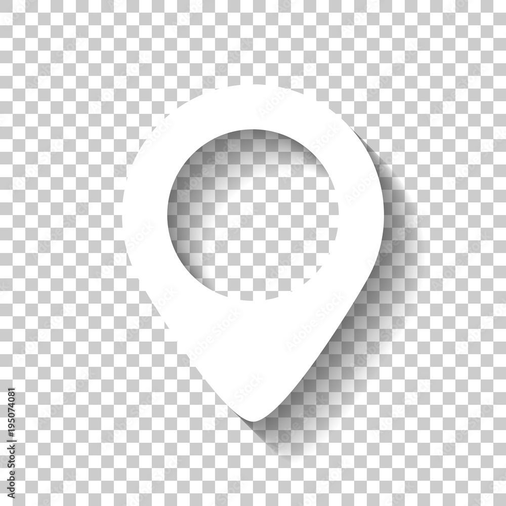 map label icon. White icon with shadow on transparent background Stock ...