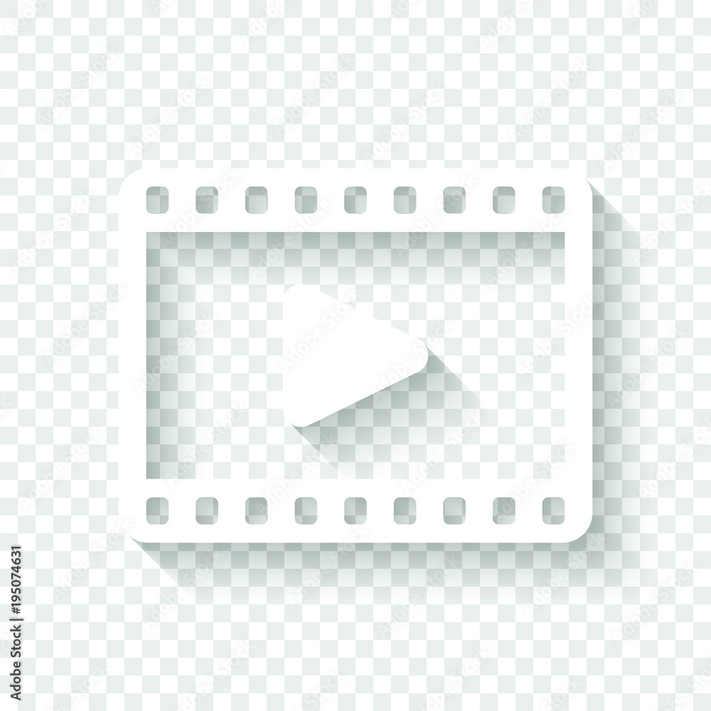 video icon. White icon with shadow on transparent background Stock ...