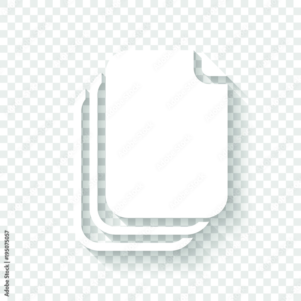 document. simple silhouette. White icon with shadow on transparent ...