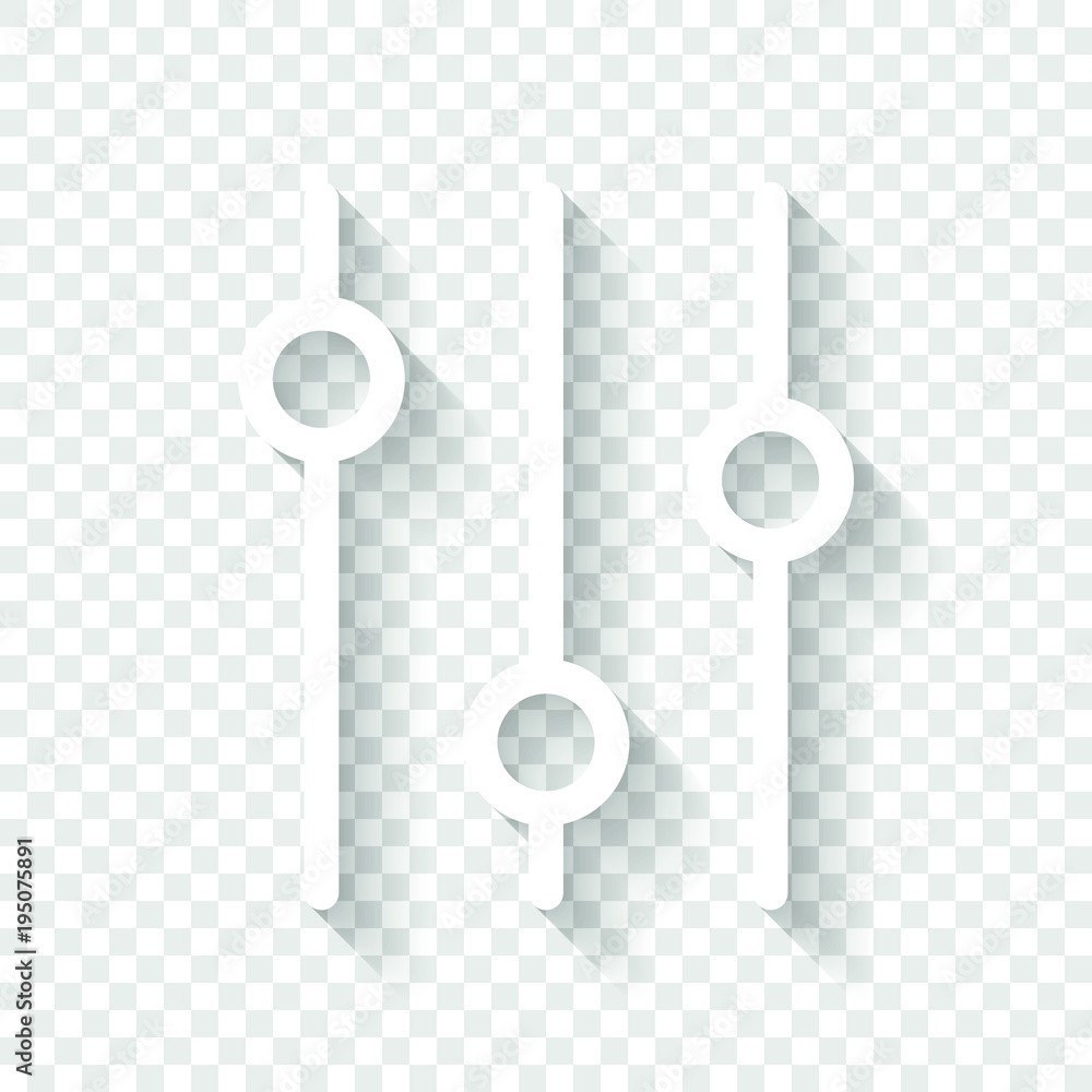 setting. simple icon. White icon with shadow on transparent background ...