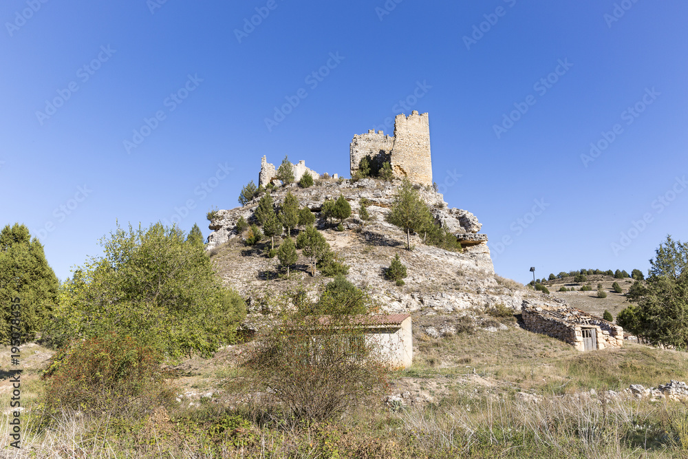 ruins of the Templar castle of Castillejo de Robledo, province of Soria ...