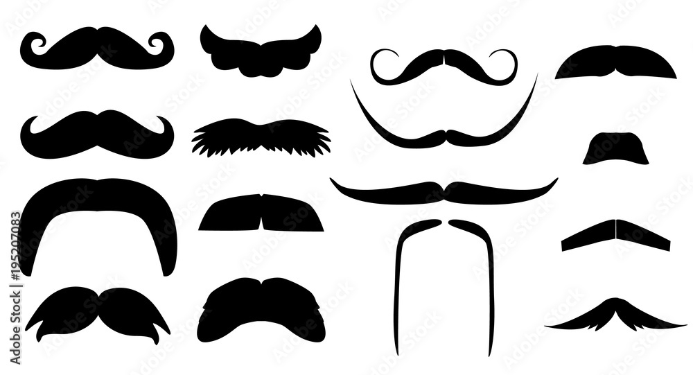 Vector vintage set of variants fake mustache. Photo props booth for ...