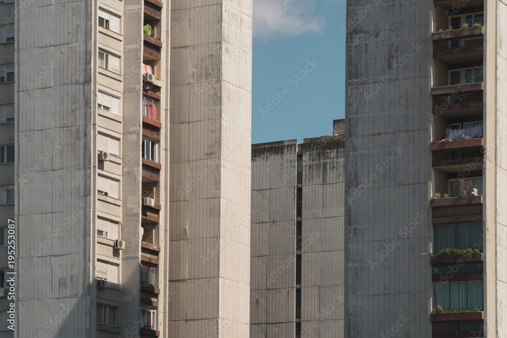 Belgrade housing blocks from soviet era /detail Stock Photo | Adobe Stock