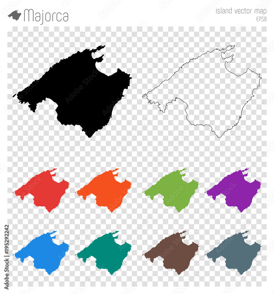 Stock-Vektorgrafik „Majorca high detailed map. Island silhouette icon ...