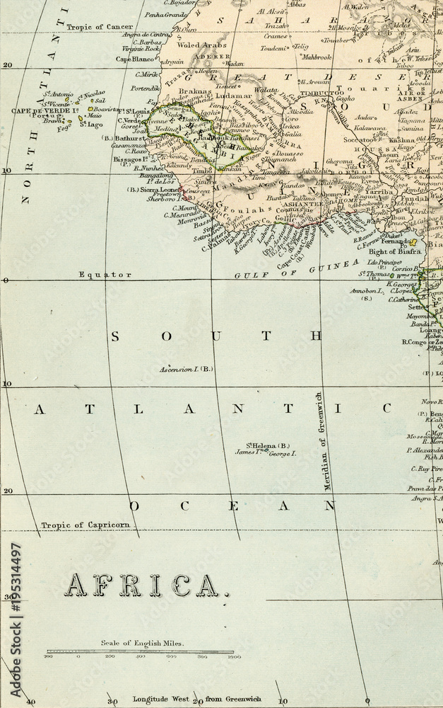 Vintage Map of Africa - Early 1800 World Maps Stock Illustration ...