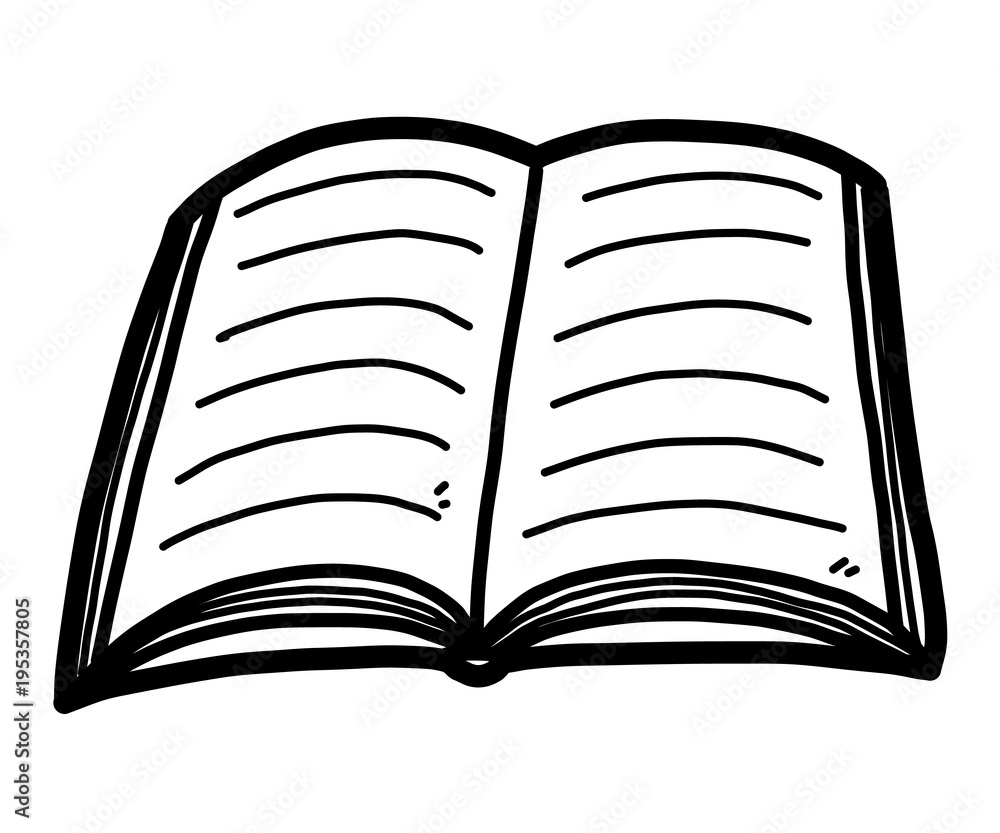 book / cartoon vector and illustration, black and white, hand drawn ...