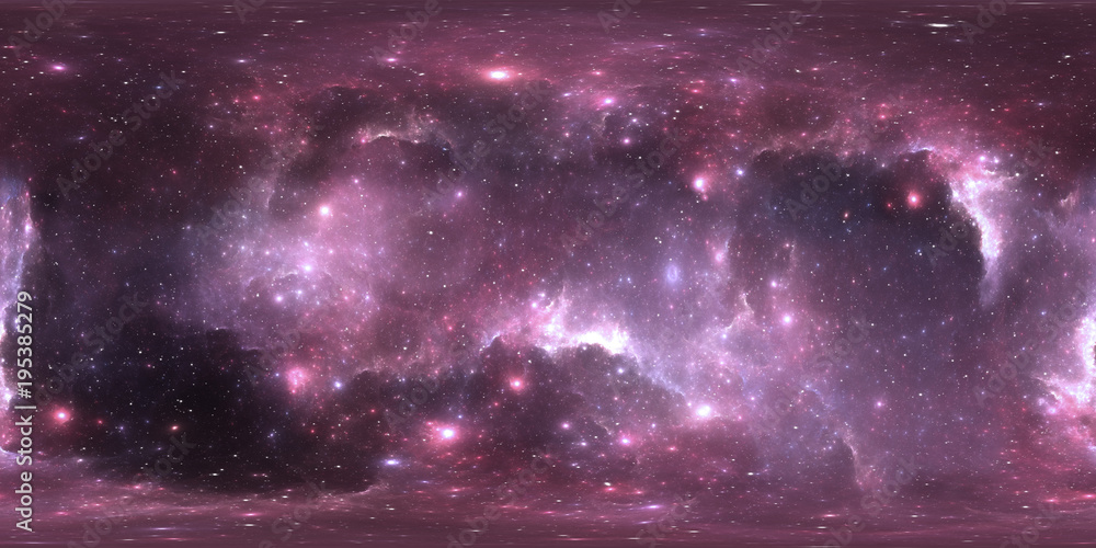 360 Equirectangular projection. Space background with nebula and stars ...