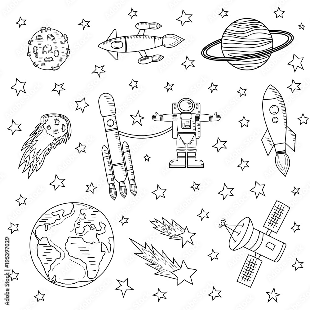 Space Satellite Drawing